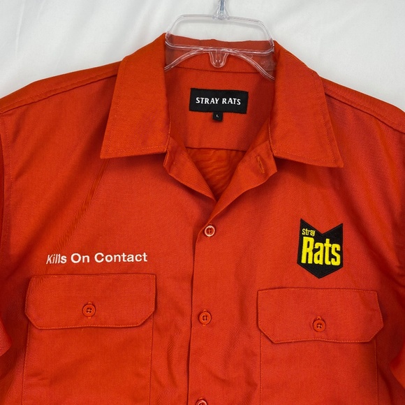 Stray Rats | Shirts | Stray Rats Mens Size Large Button Front Work Shirt Orange Denim Kills On ...
